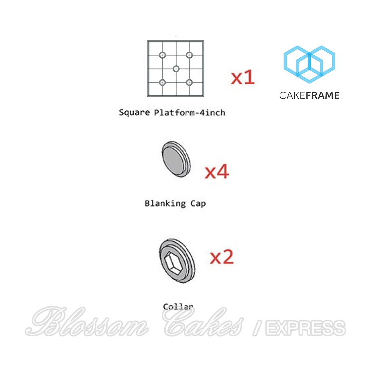 CakeFrame 4" Square Platform Pack - 7 piece