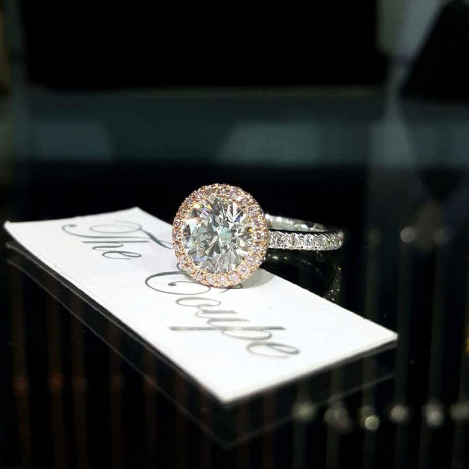 Pink Diamond Halo Ring