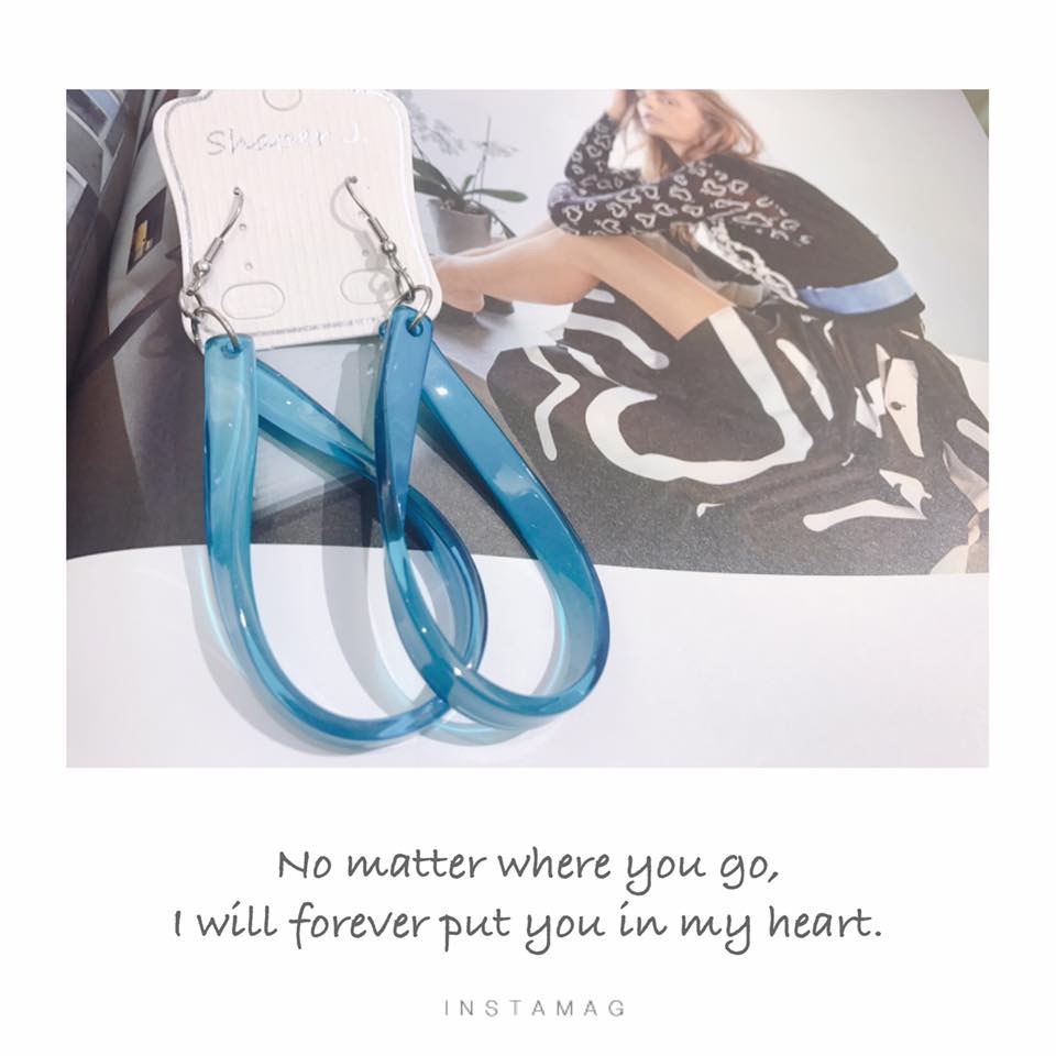 歐美個性鏤空經典曲線型垂吊式耳環-湖水藍| Shaper J.