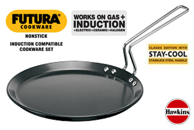 Hard Anodised Flat Base Tawa 26cm INDUCTION + GAS - Haw
