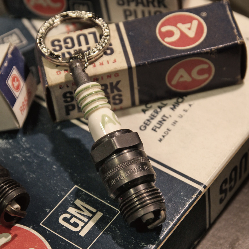 Old Stock "AC" Spark Plugs Remake Keyring