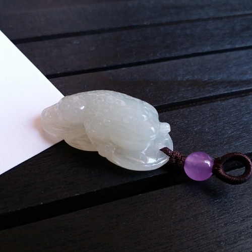 JK489 冰白翡招財金蟾吊墜