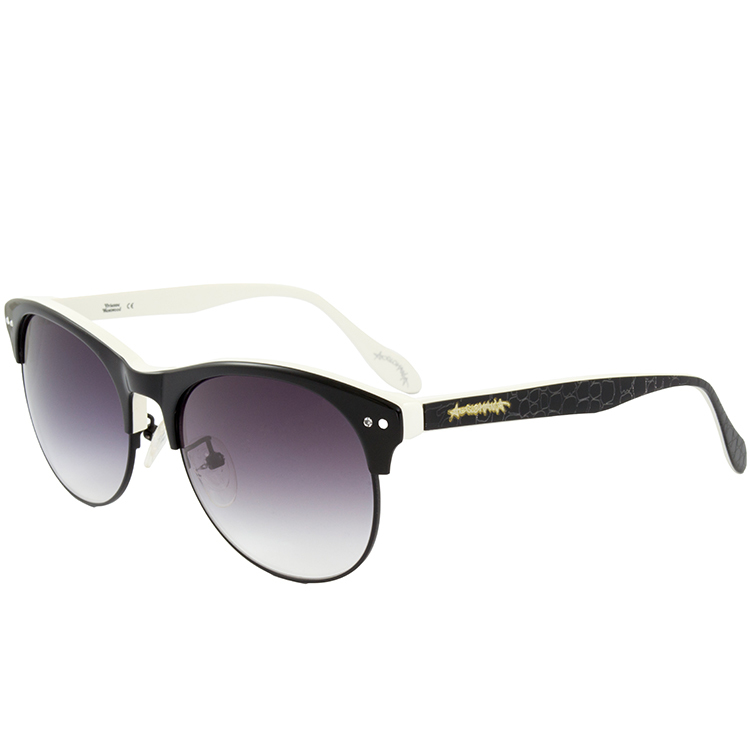 【Vivienne Westwood】 Anglomania 時尚撞色皮紋星球太陽眼鏡(黑) AN763 01