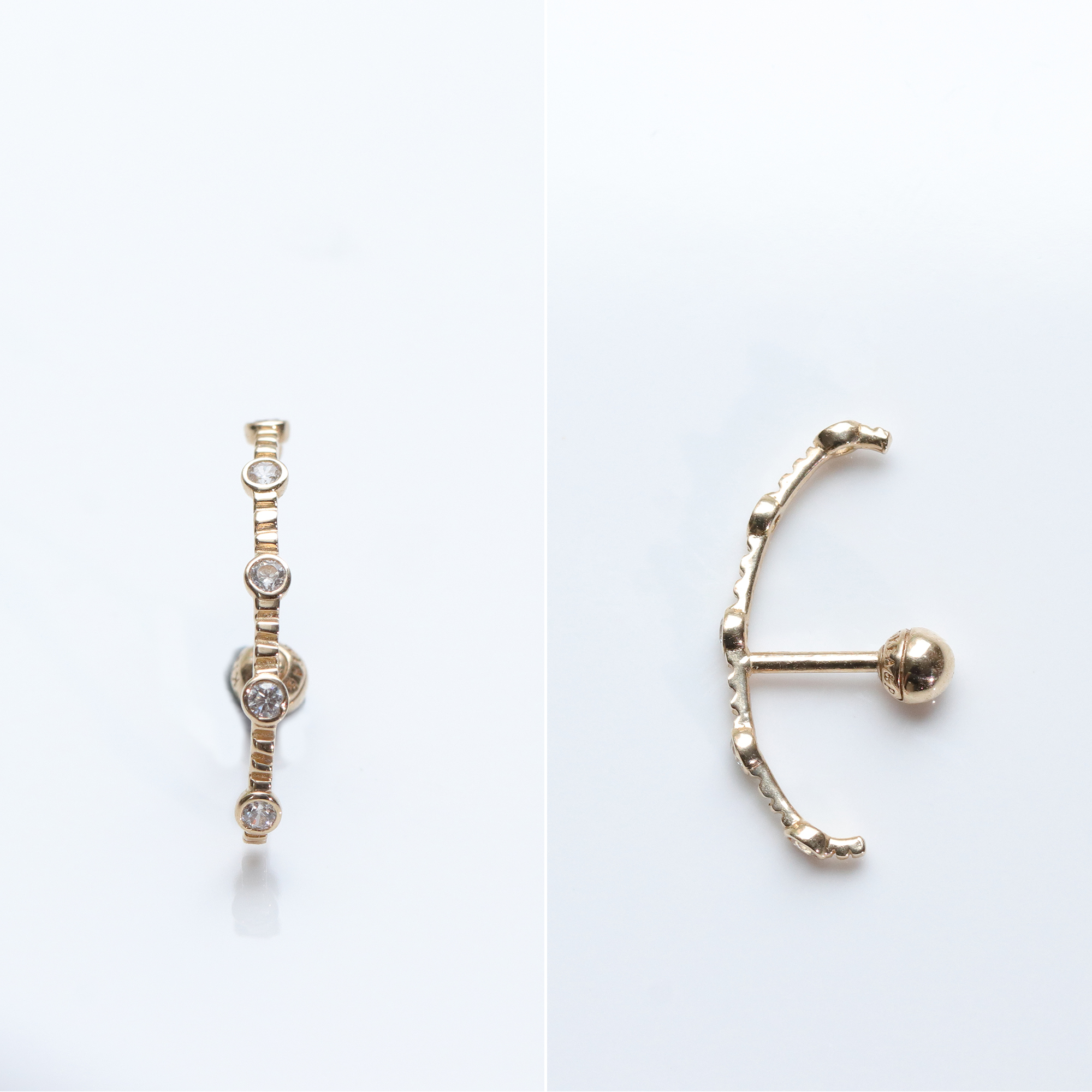 14K C Shape CZ Piercing