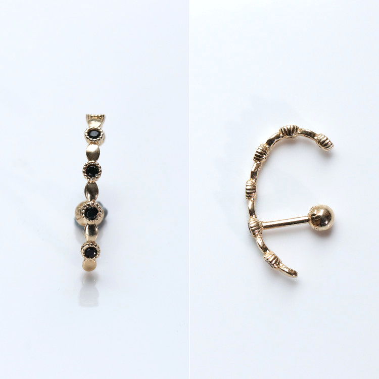 14K C Shape CZ Piercing