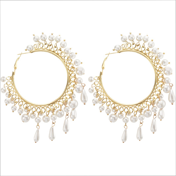 珍珠舞孃流蘇大圈圈耳環 / Pearl Dancing Hoop Earrings