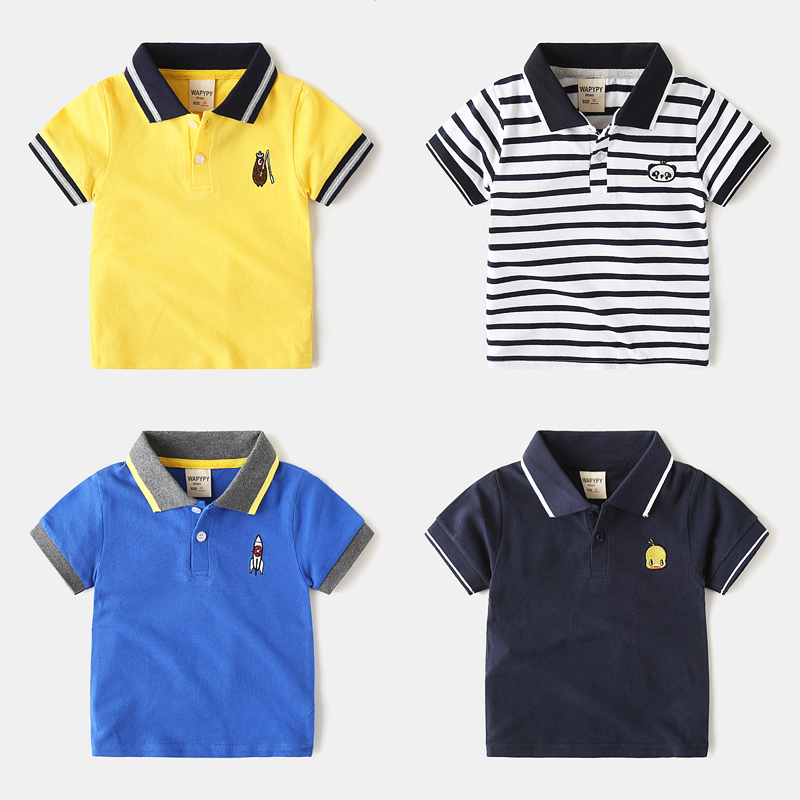 UL-1046 男童Polo領撞色短袖T恤