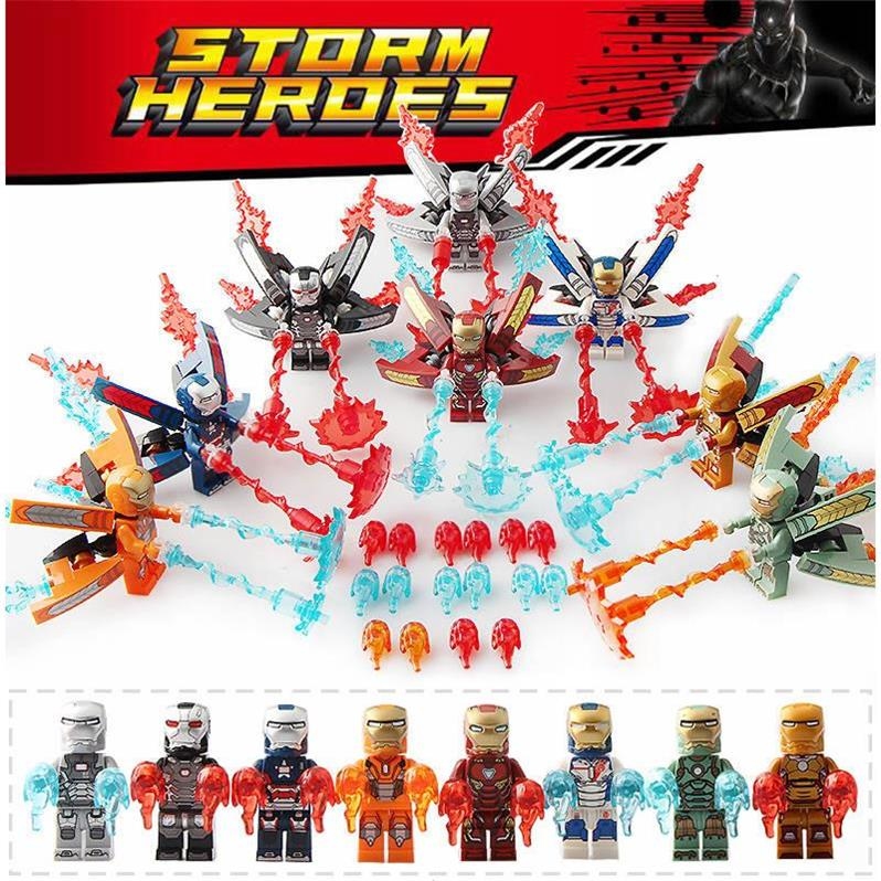 8PCS/Lot Iron Man Custom Minifigs Minifigures Fit Lego
