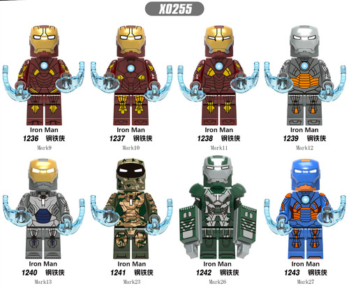 8PCS/Lot Iron Man Custom Minifigs Minifigures Fit Lego