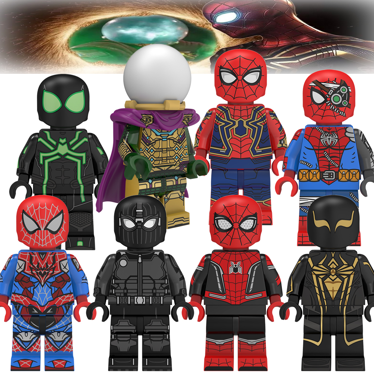 8PCS/Lot Spider Man Custom Minifigs Minifigure Fit Lego