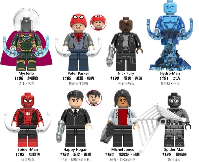 8PCS/Lot Spider Man Custom Minifigs Minifigure Fit Lego