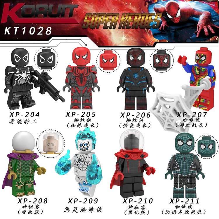 8PCS/Lot Spider Man Custom Minifigs Minifigure Fit Lego