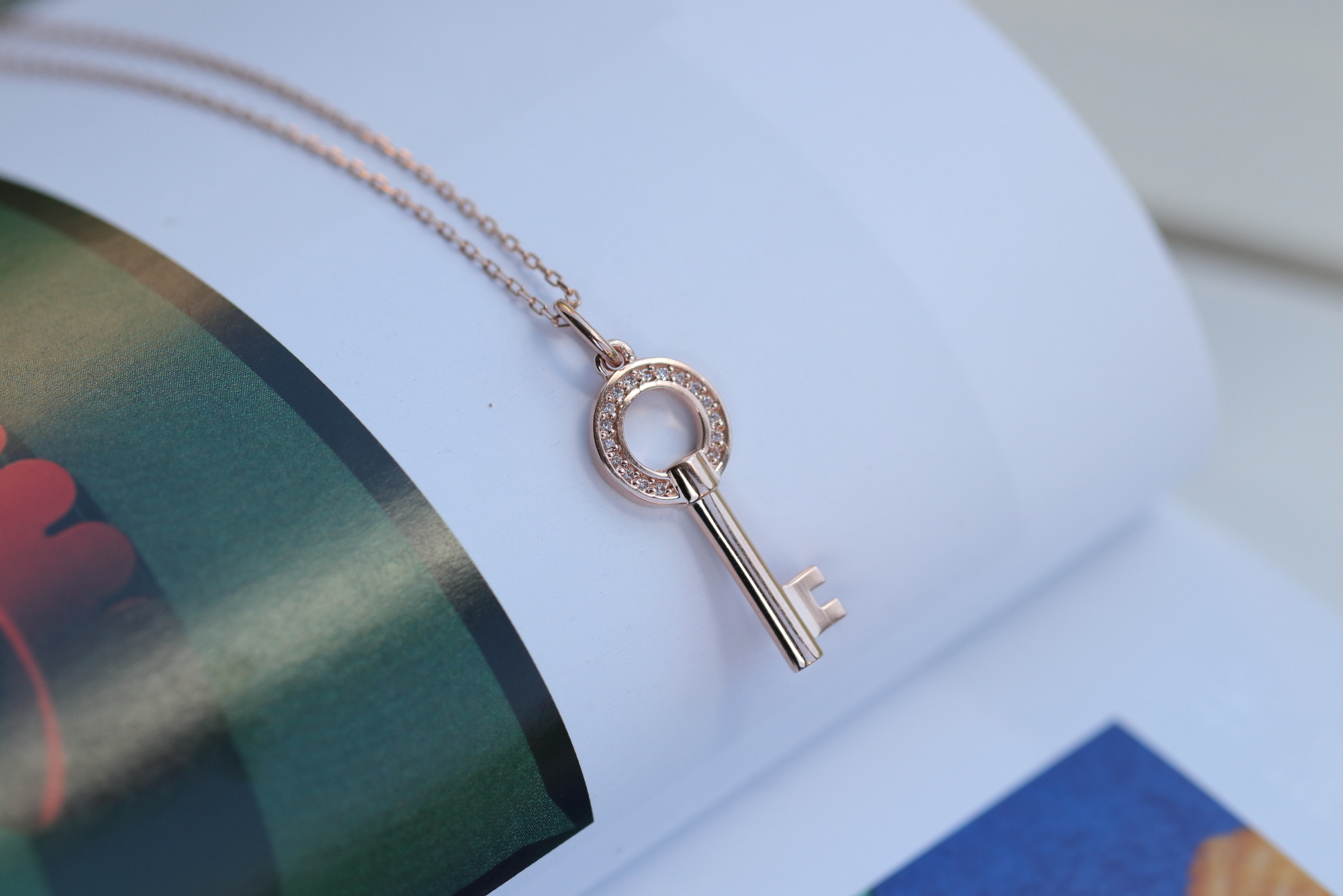 14K Lucky Key CZ Pendent 幸運鑰匙墜子