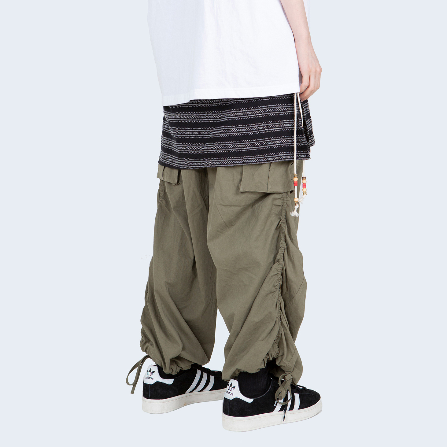 WIDE CARGO SHIRRING PANTS