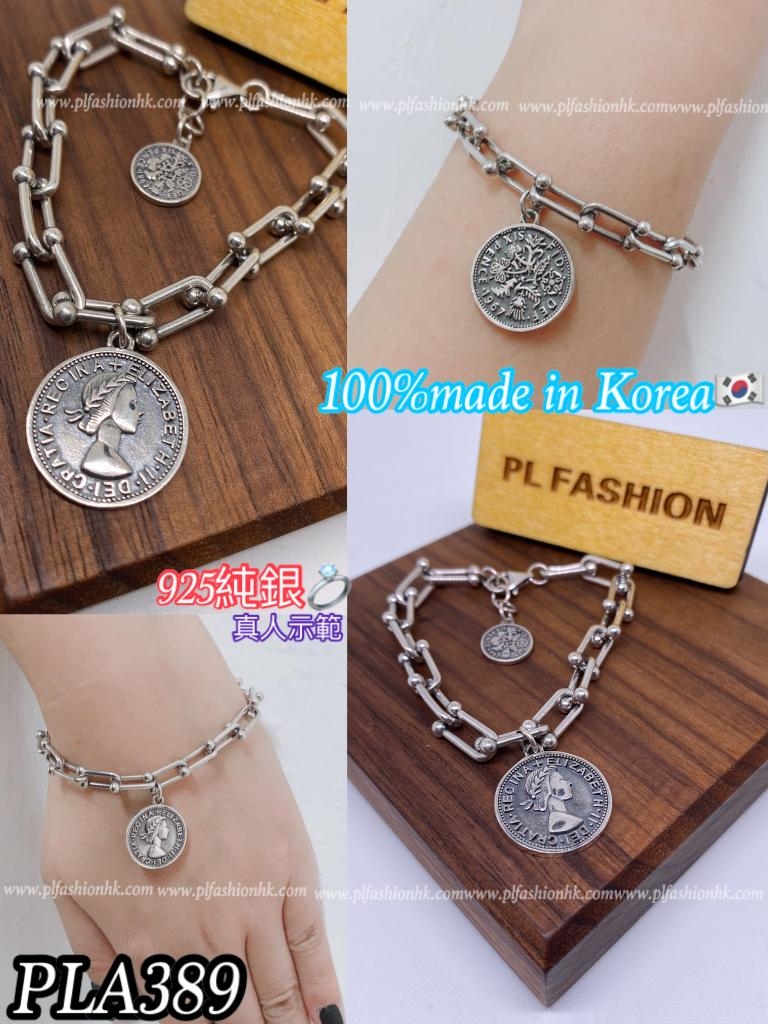 PLA389 925純銀銀幣手鏈 $499