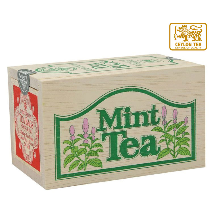 Mlesna Mint Flavoured Pure Ceylon Tea in Wooden Box 25