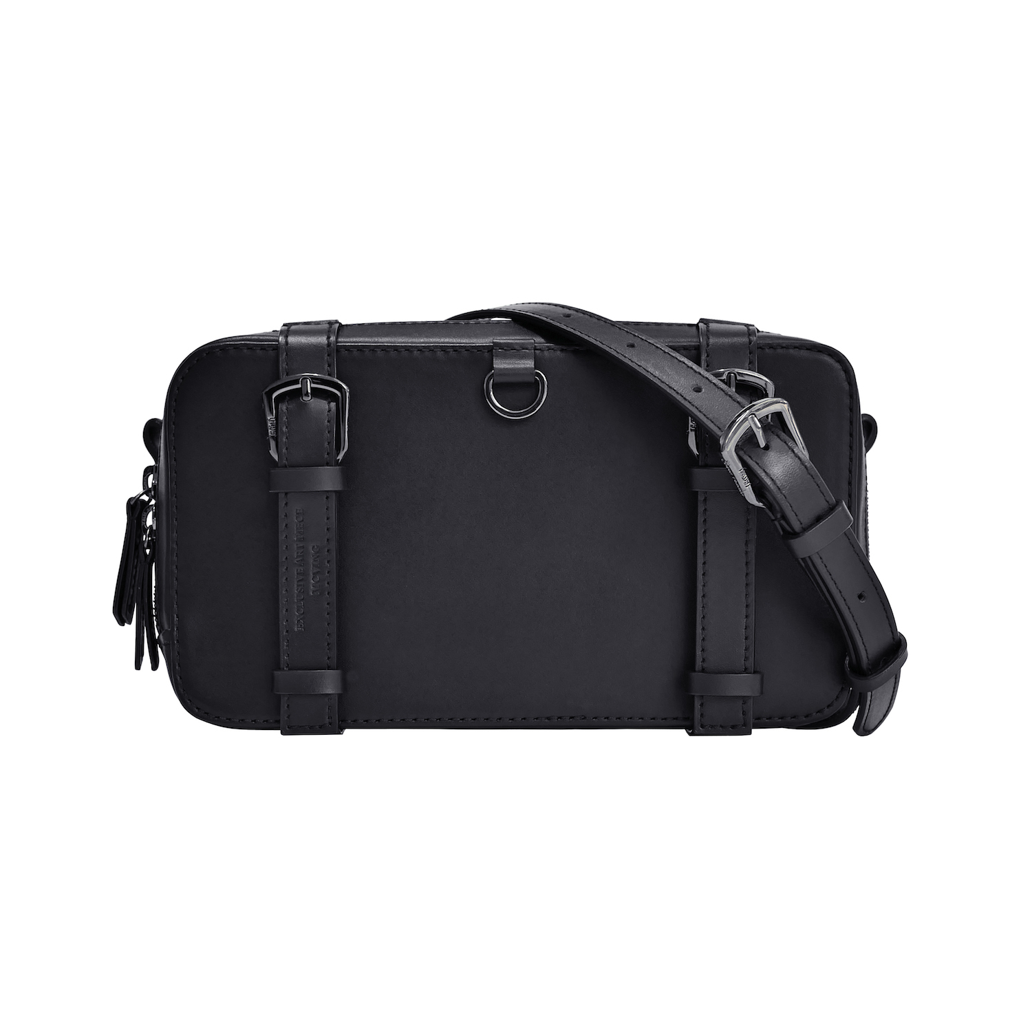 黑色全牛皮Mini Leather Trunk斜挎包