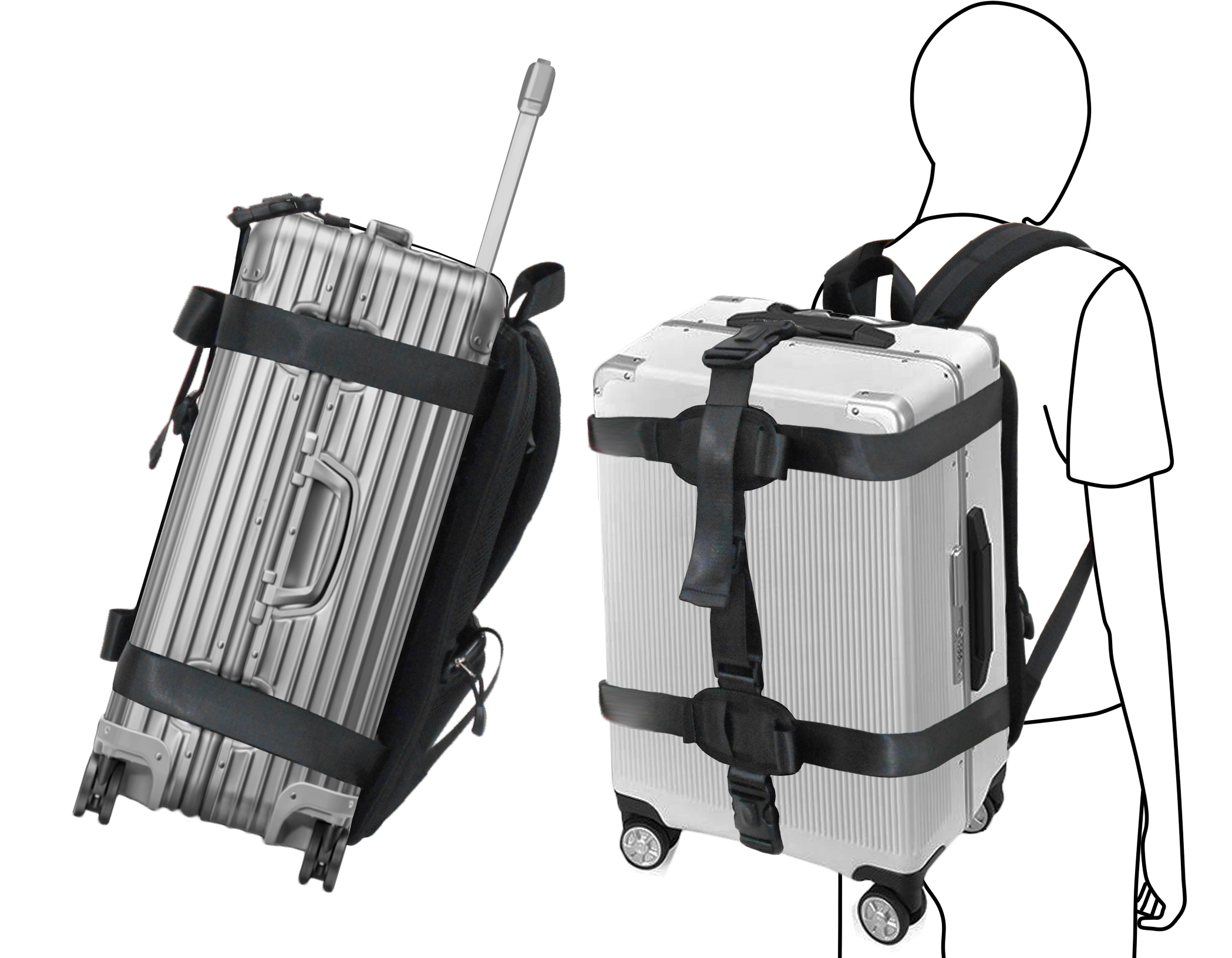 Hardcase/Carry On Trolley Luggage Backpack Conversion S