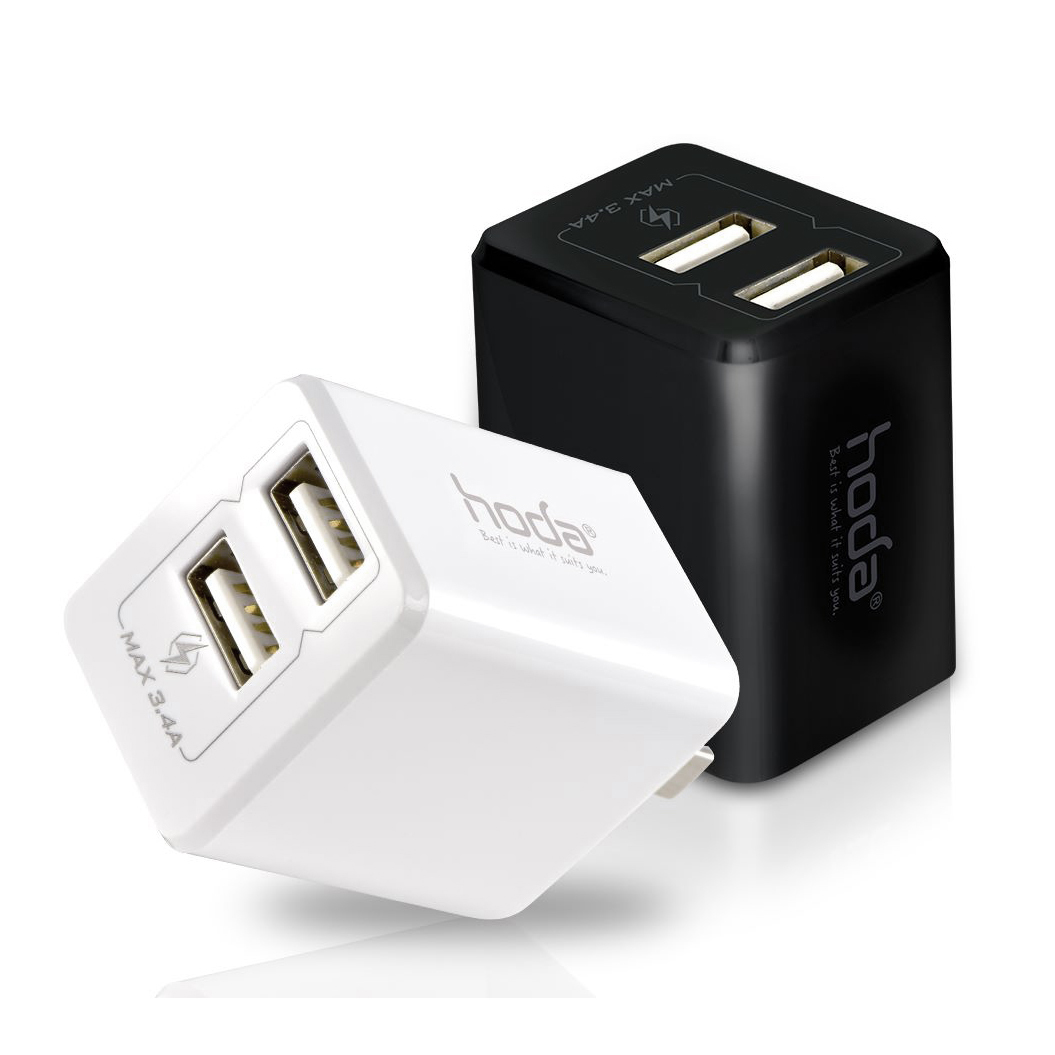 【2 USB 3.4A】Power Adapter: Dual Ports Wall Charger