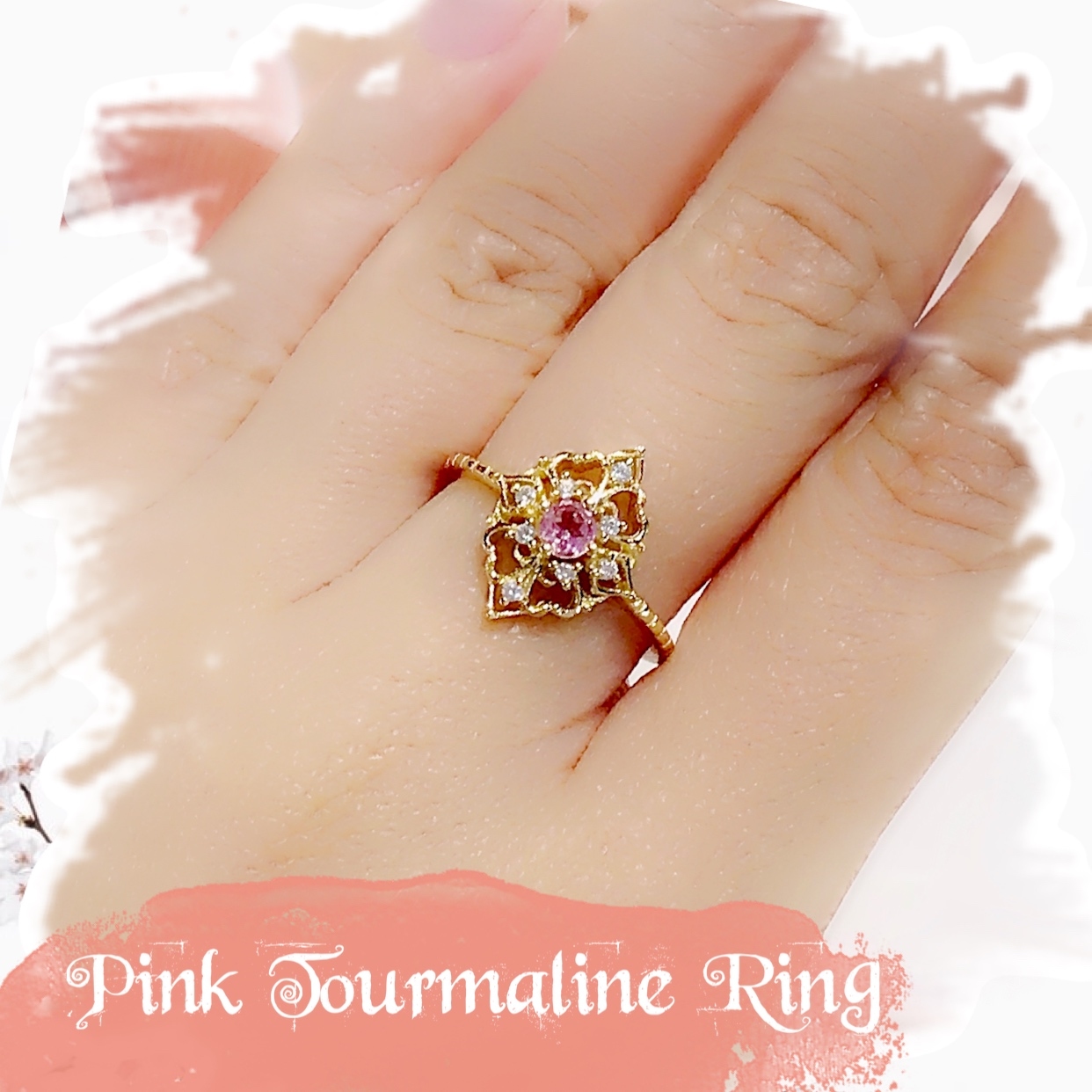 French Romance Ring with Lady Pink Tourmaline（RS120006）