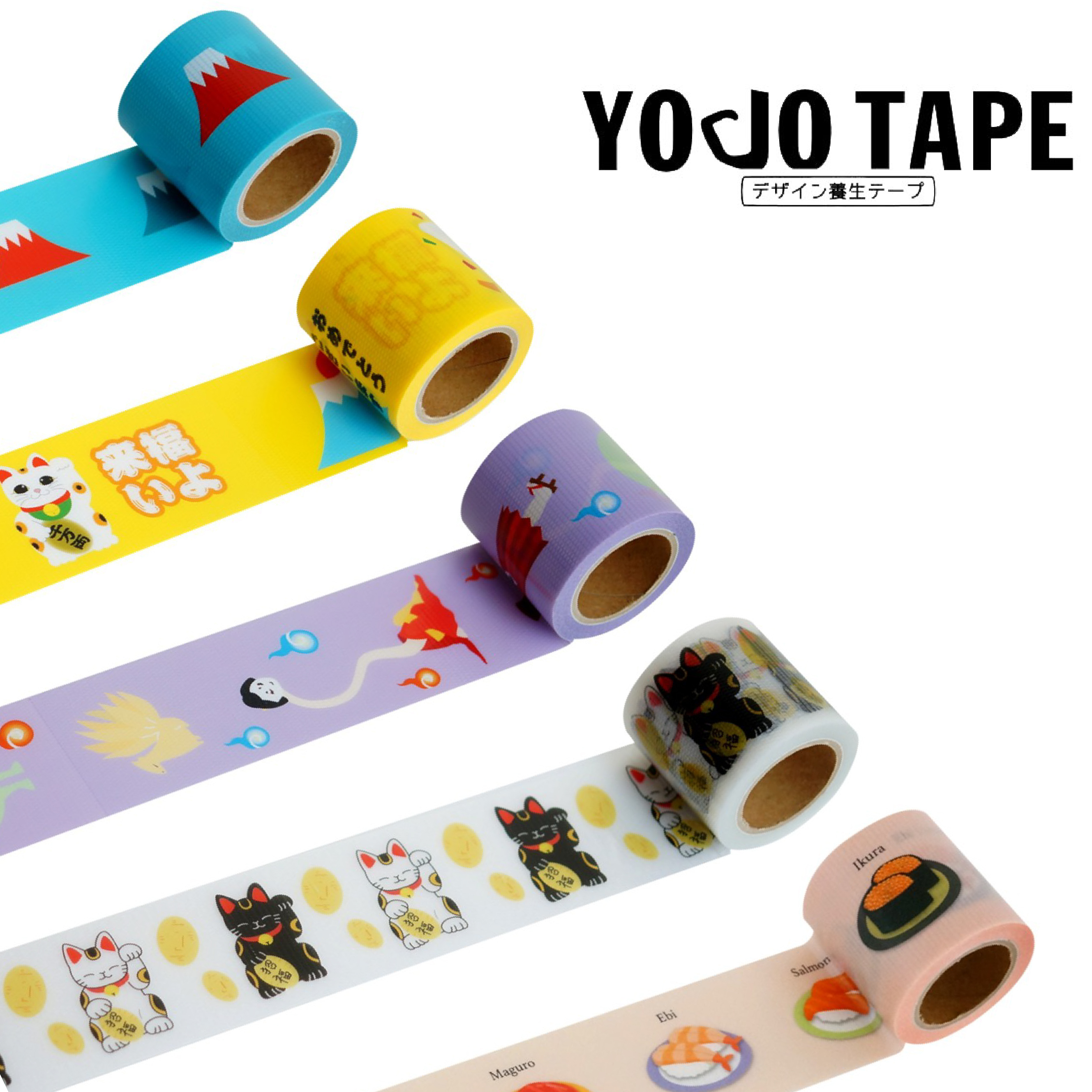 【小屋女子 YOJO TAPE】養生膠帶 防水不殘膠的PE布膠帶 (YJW-06~10)