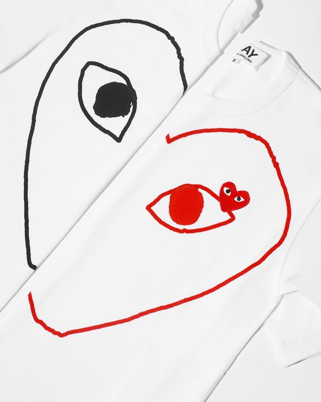 CDG PLAY DOT DOUBLE HEART TEE