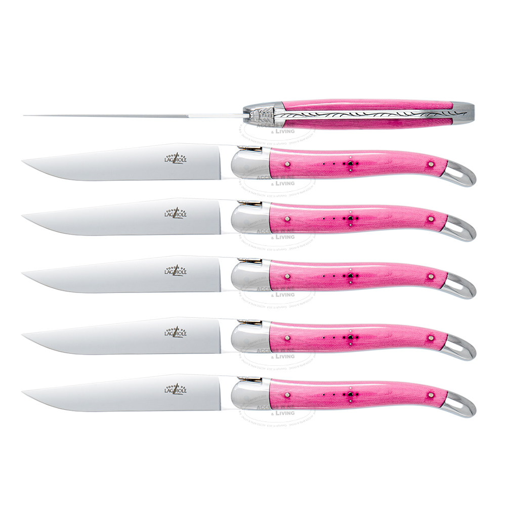 FORGE DE LAGUIOLE ⋆ Pink Fabric 6-piece cutlery set