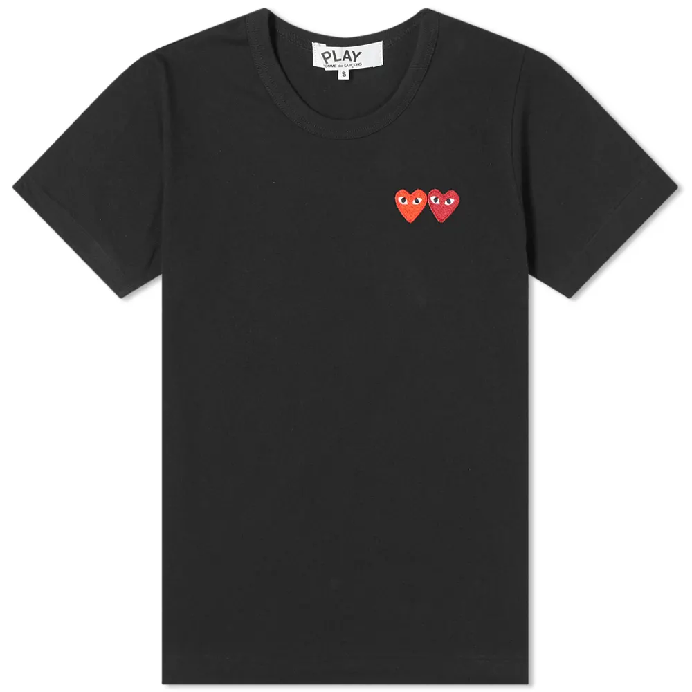CDG PLAY DOT DOUBLE HEART TEE
