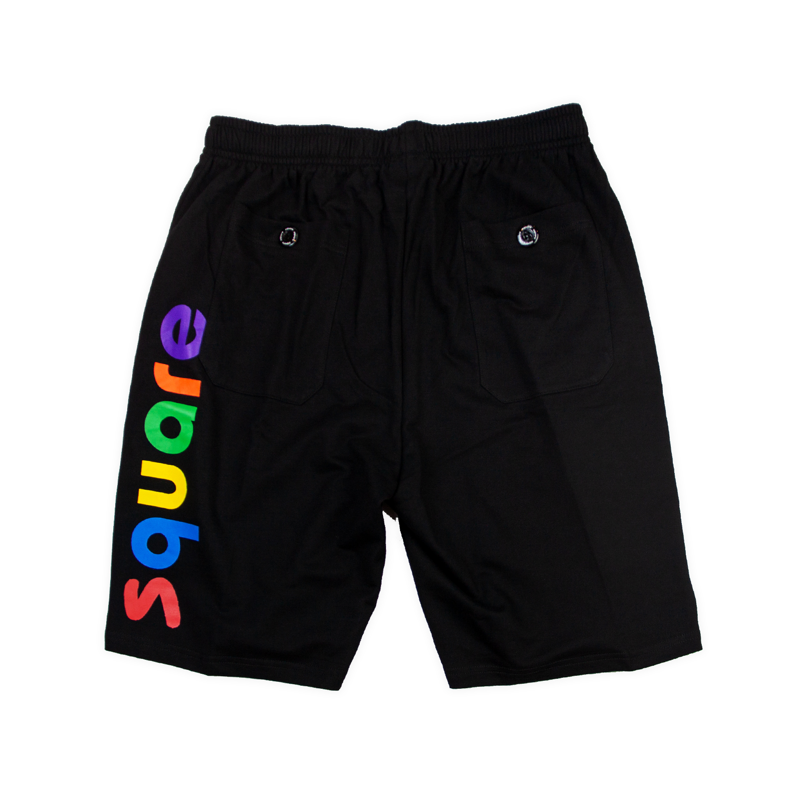 square multi colors big letters shorts 黑色