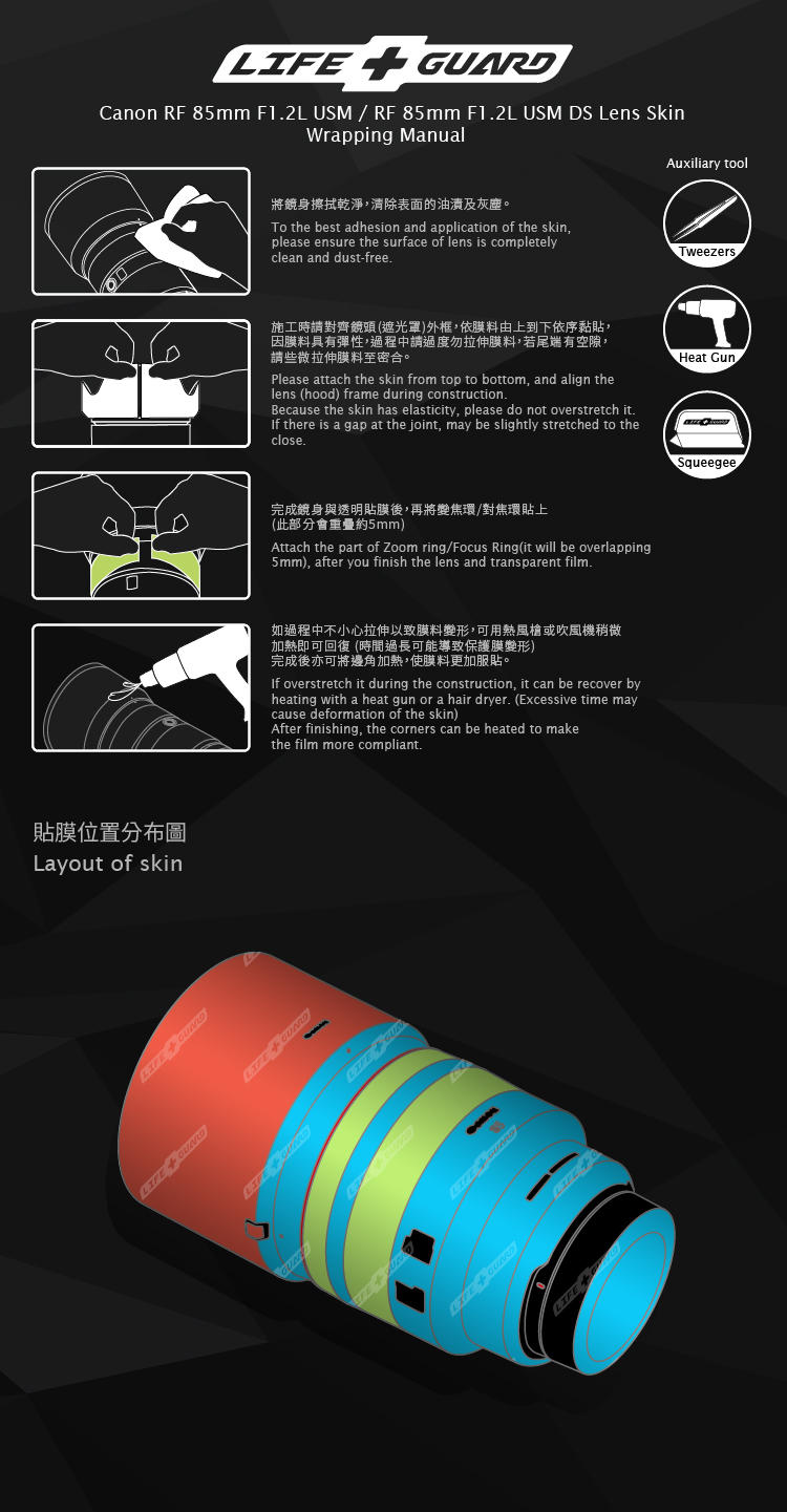 LIFE+GUARD Canon RF 85mm F1.2L USM / DS Lens skin