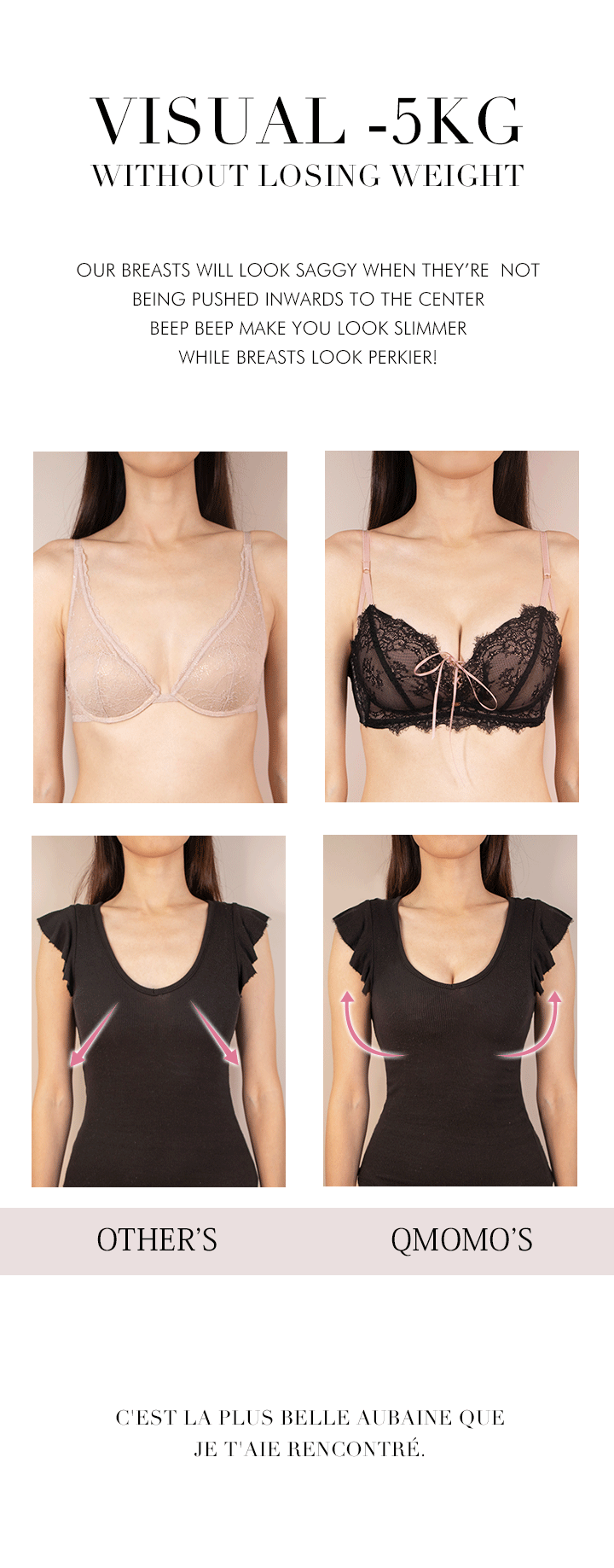Qmomo【Beep Beep】 Wireless Lace-up Bra (Morning Rose)