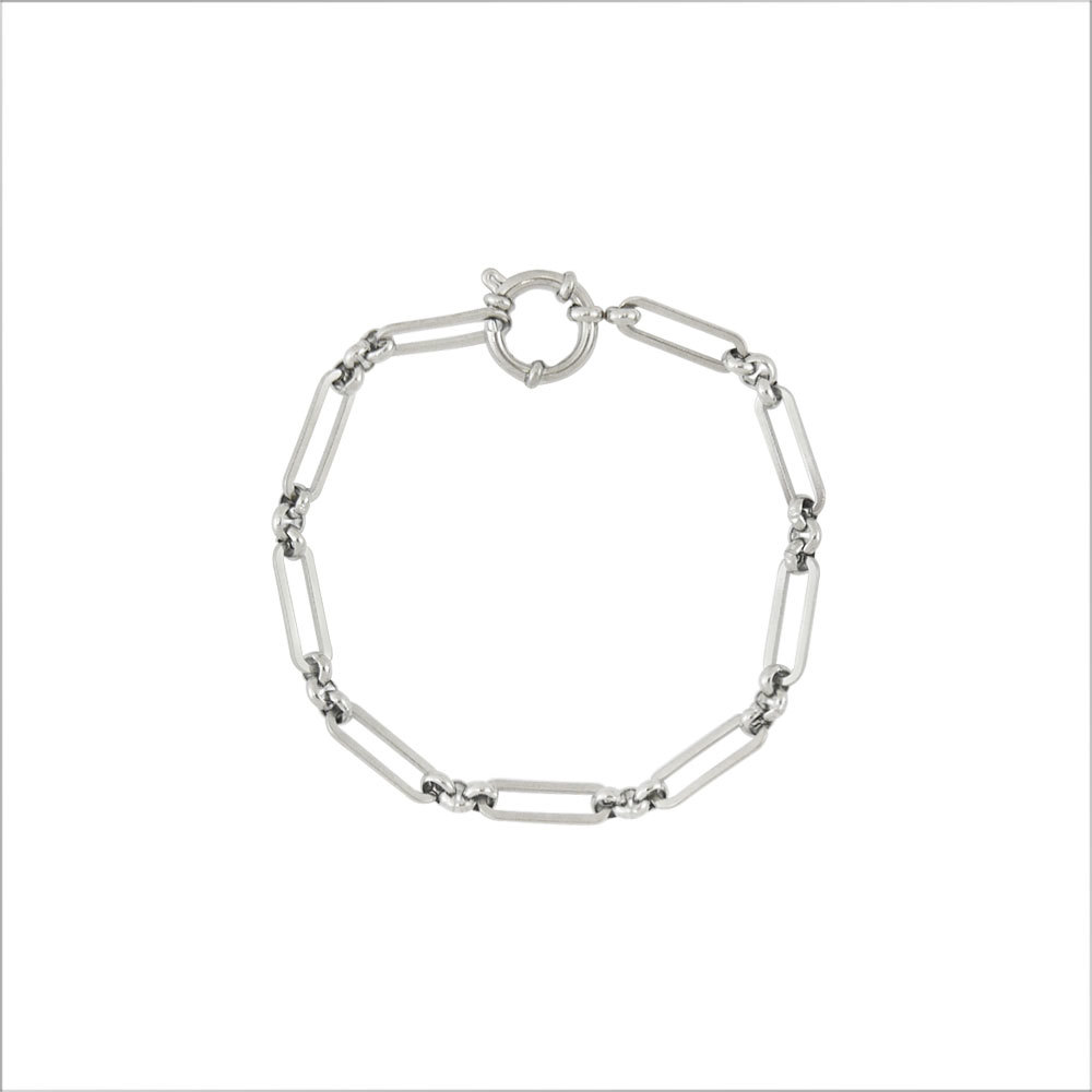 [純鋼] 方形八字鏈手鍊 / [Steel] Round lock Bracelet