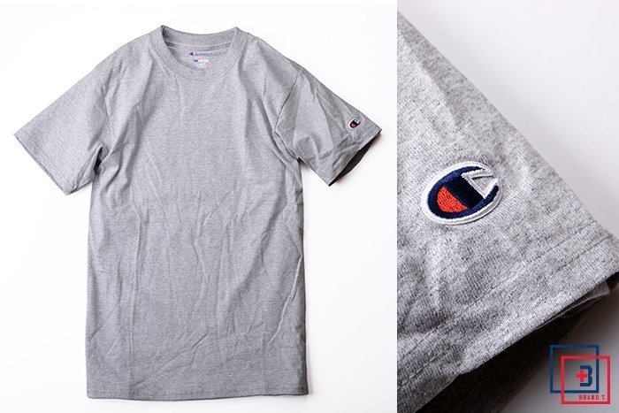 【CHAMPION】 BASIC TEE 灰色 手臂 刺繡 LOGO 素Tee 美版 t425
