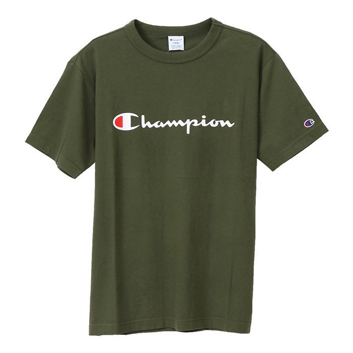 【CHAMPION】CHAMPION BASIC TEE 軍綠 冠軍 LOGO 草寫字體 短T