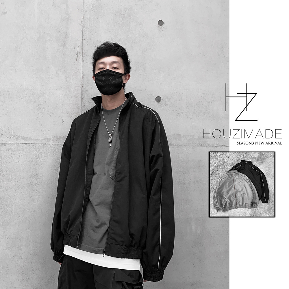 [HOUZIMADE] 街頭寬鬆雙邊反光條機能尼龍外套 [T0957]