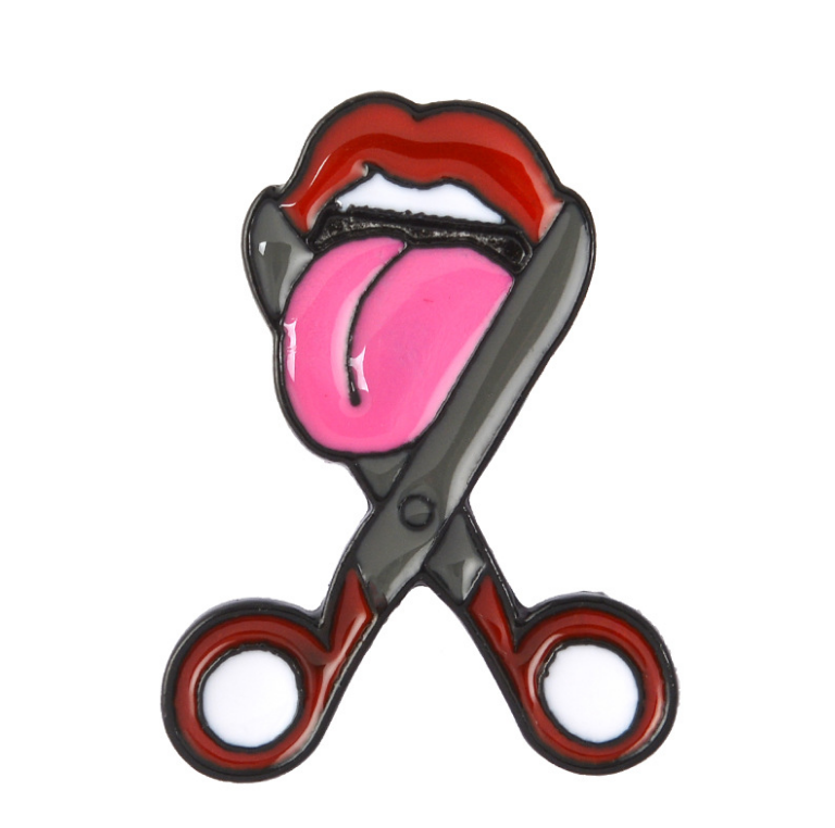 Lip And Scissors Pin