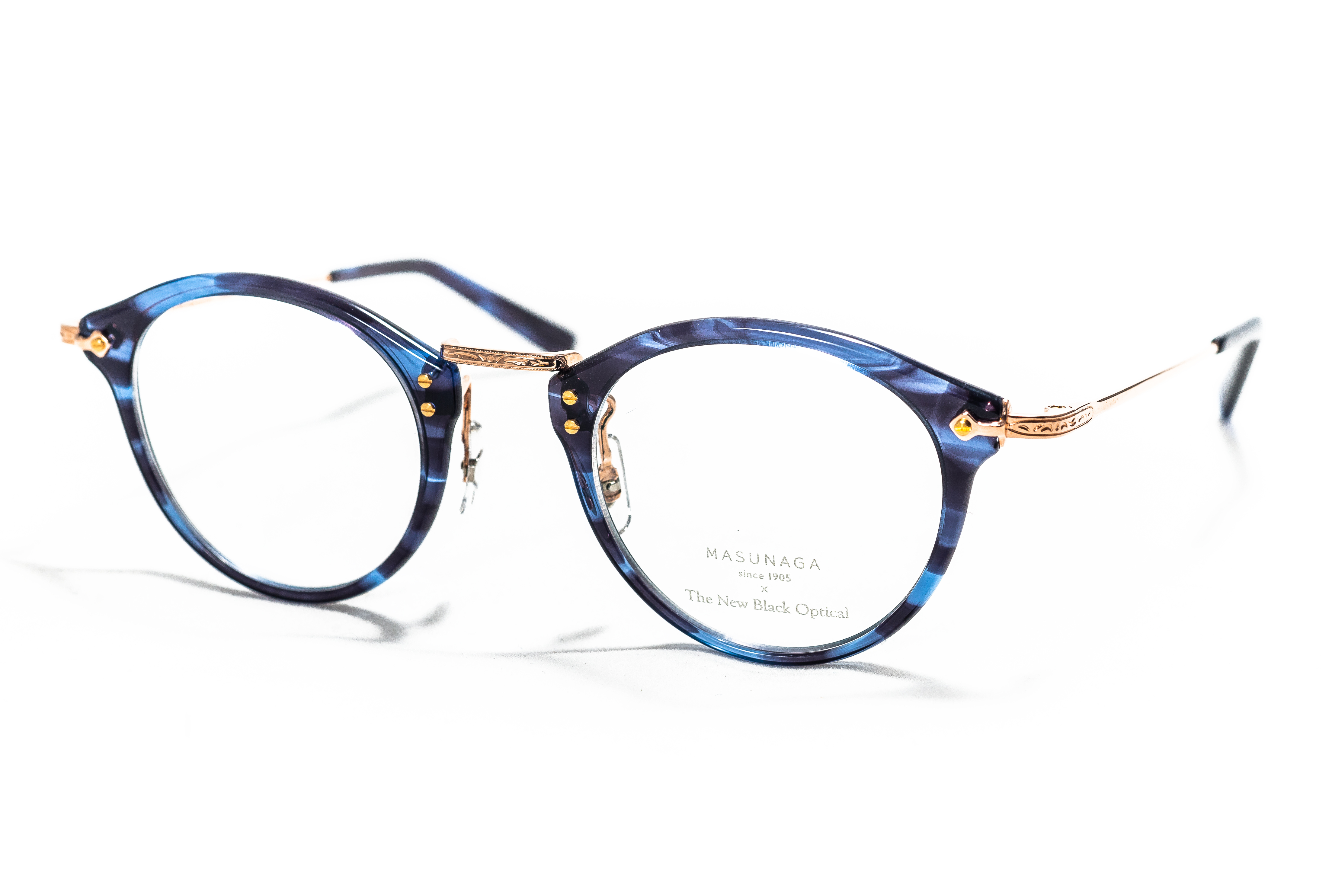 GMS-805-MASUNAGA X THE NEW BLACK OPTICAL 聯乘限定 藍.玫瑰金-...