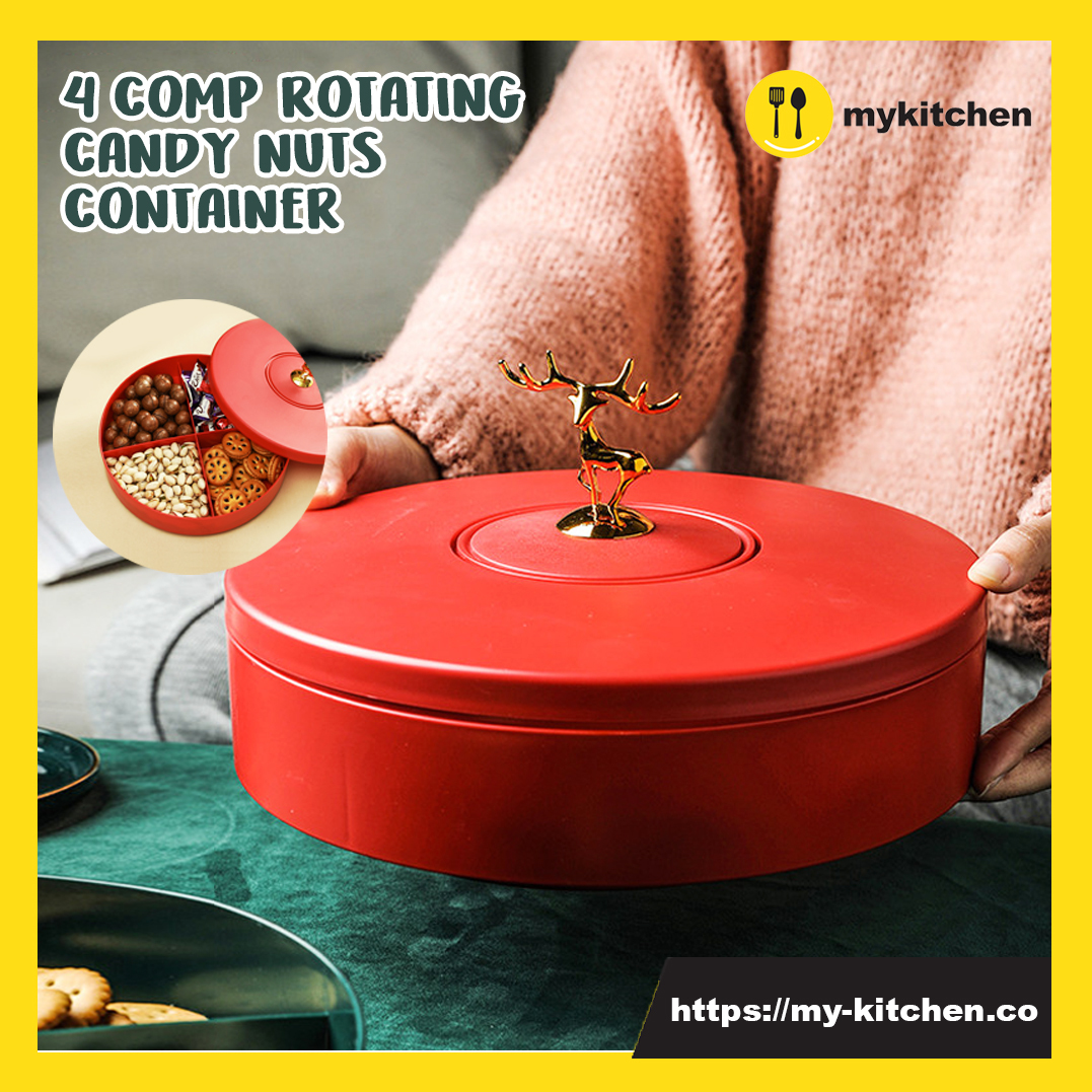 [MY KITCHEN] 4 comp Rotating Candy Container w/ Lid Elk
