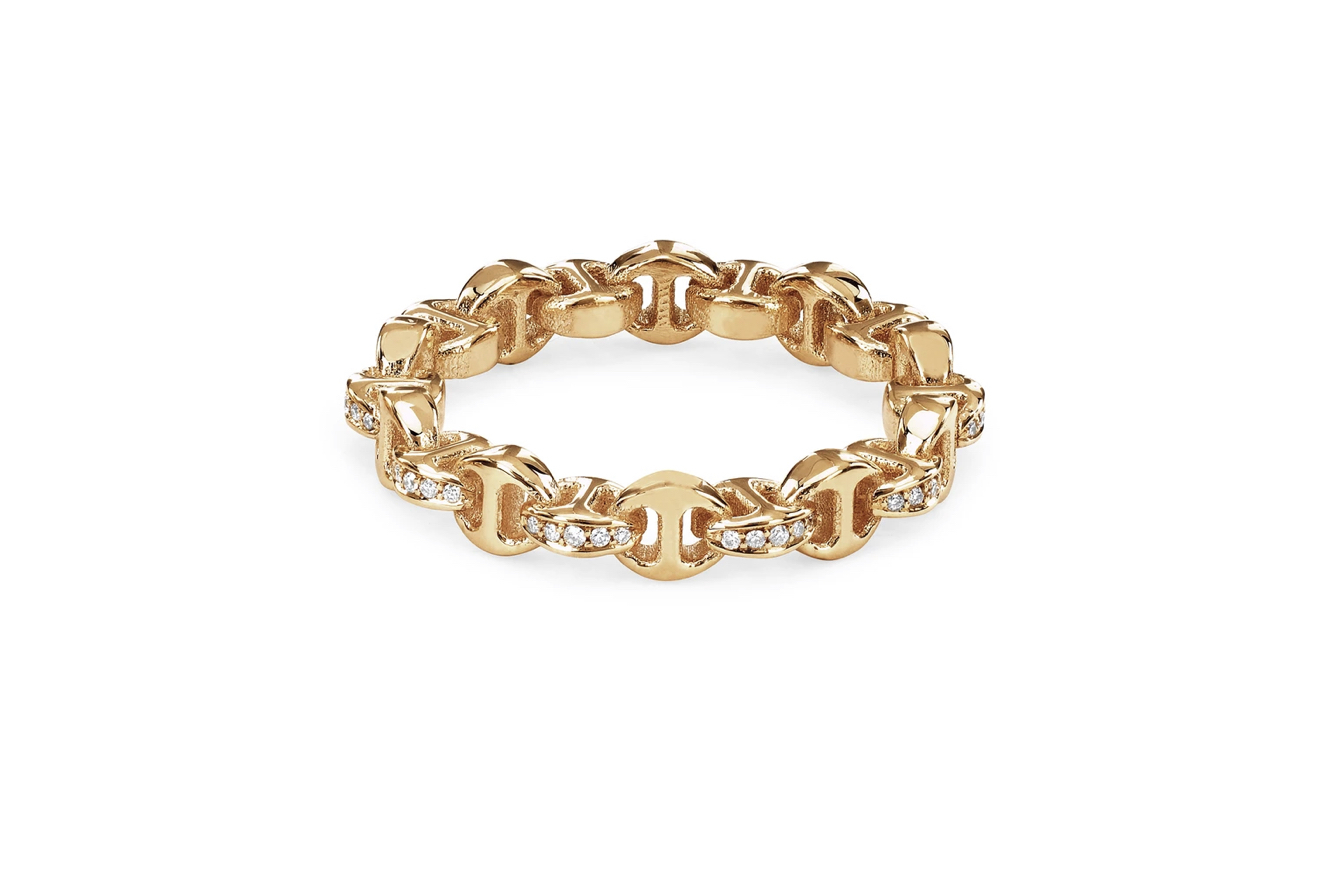 18K Strut Ring with Diamond Bridges