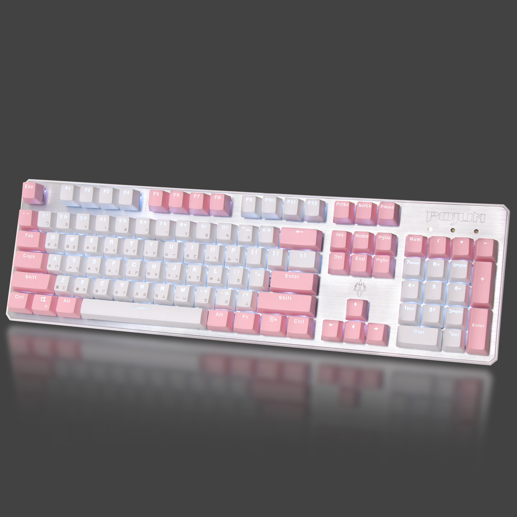 POJUN波軍 PJ02經典機械式鍵盤 – 粉白特別版