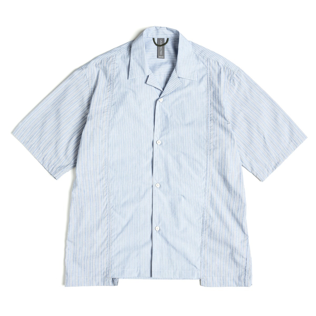 UNAFFECTED - CONTRAST PANEL HALF SHIRT / BLUE STRIPE