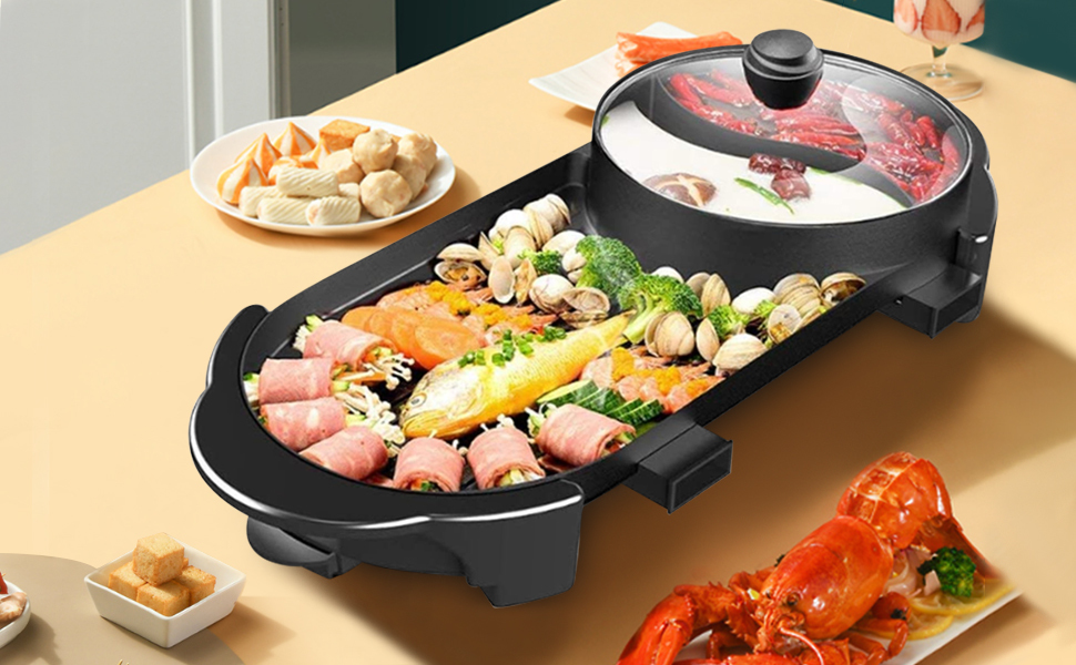 2IN1 Steamboat & BBQ Pot