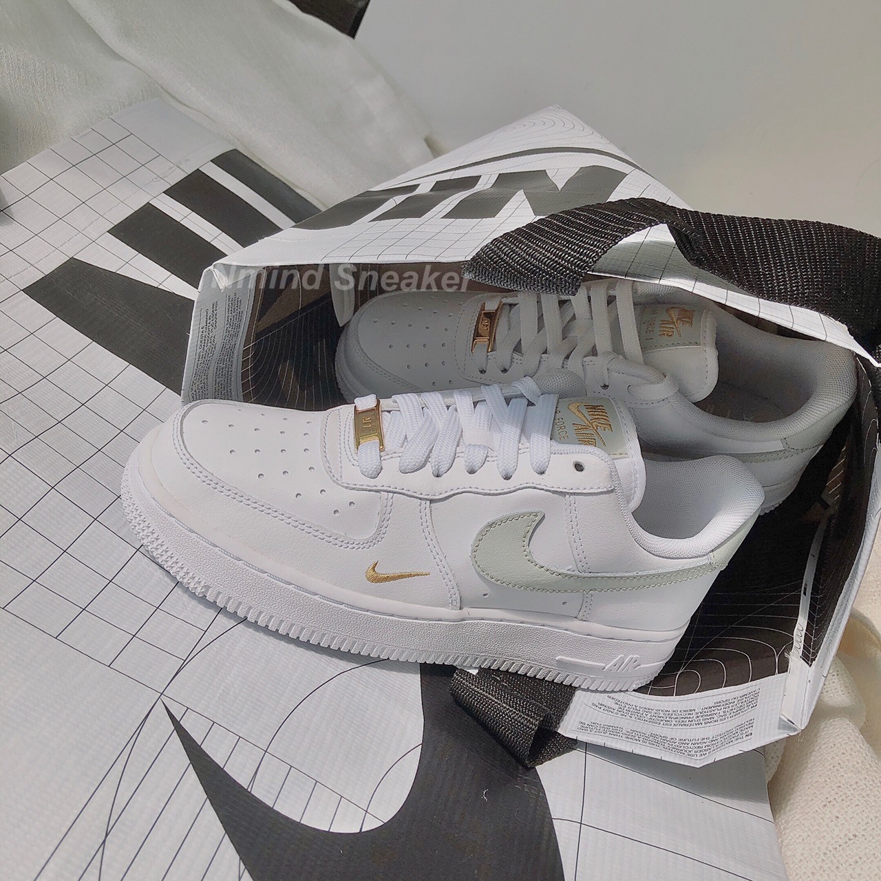 Nike Air Force 1 灰綠 小金勾 Cz0270 106