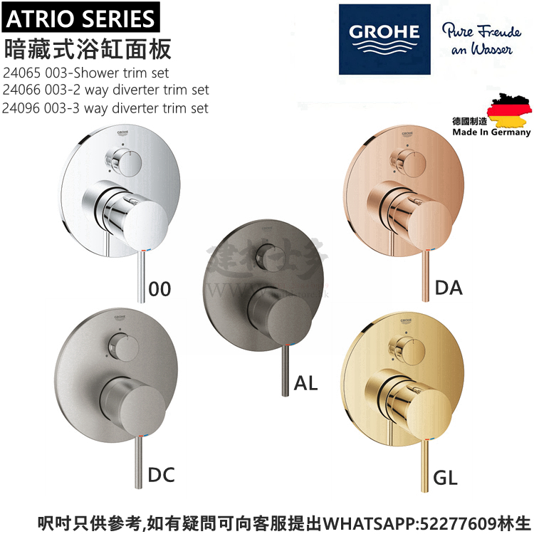 德國 GROHE ATRIO SERIES 暗藏式恒溫藏牆面板 24134 / 24138 / 24135