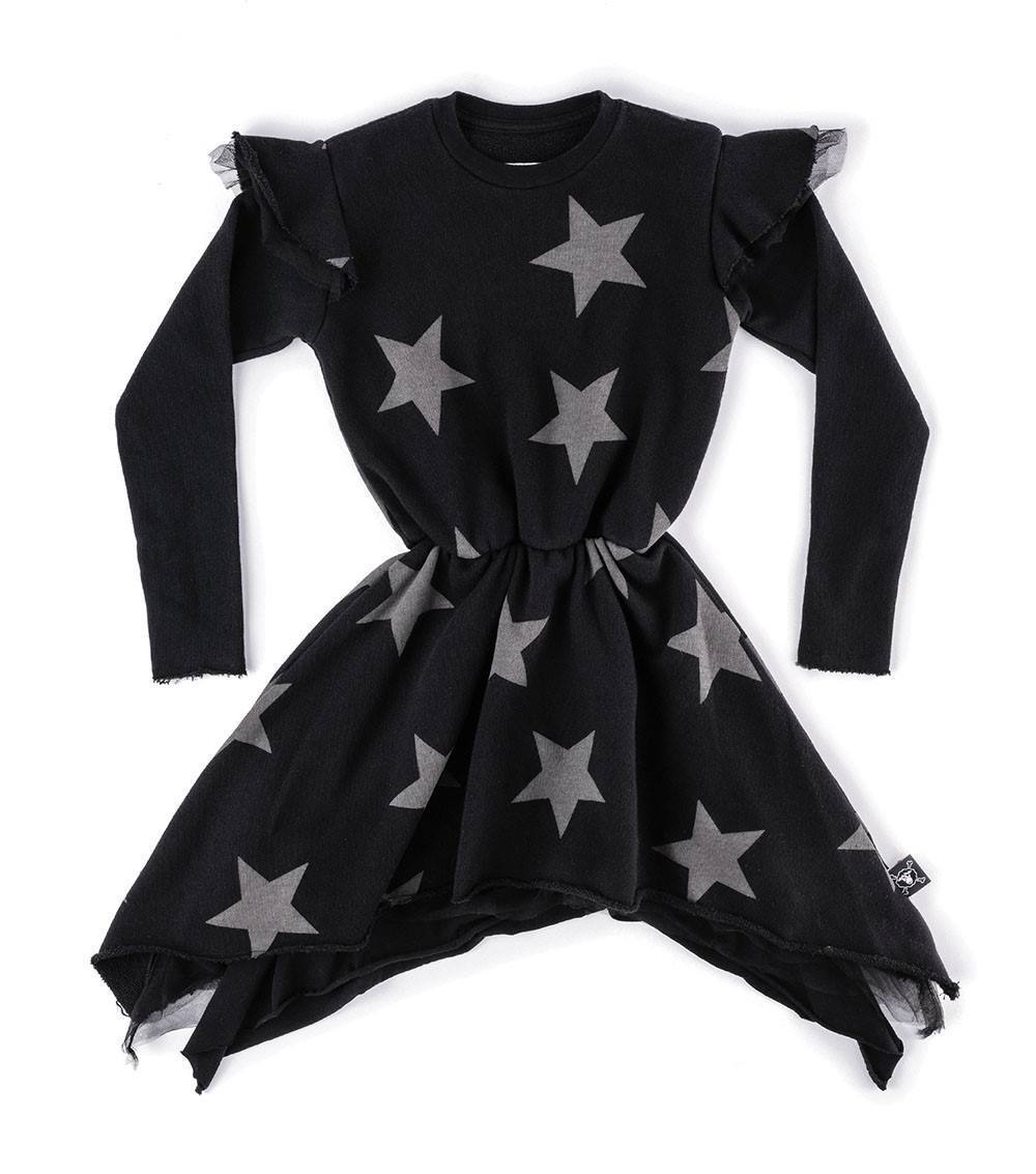 RUFFLED SLEEVE STAR DRESS