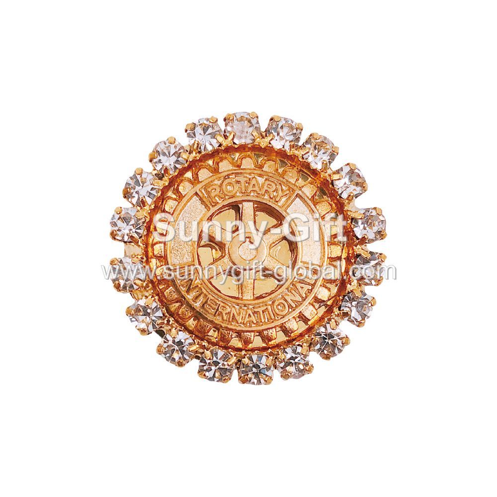 Rotary Pin with Crystal Stones (golden color)