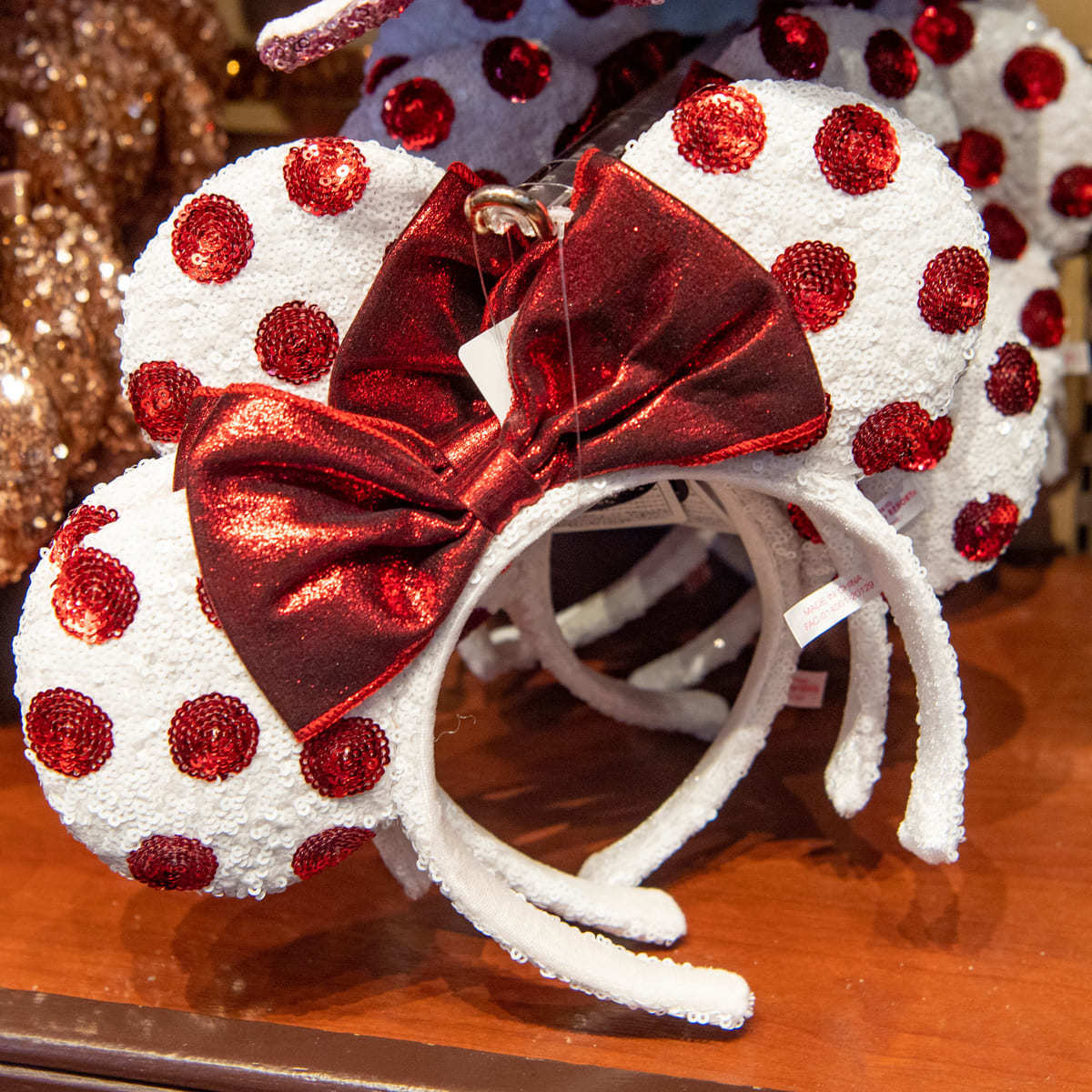 TDR - Minnie Mouse Red and White Sequin Ears