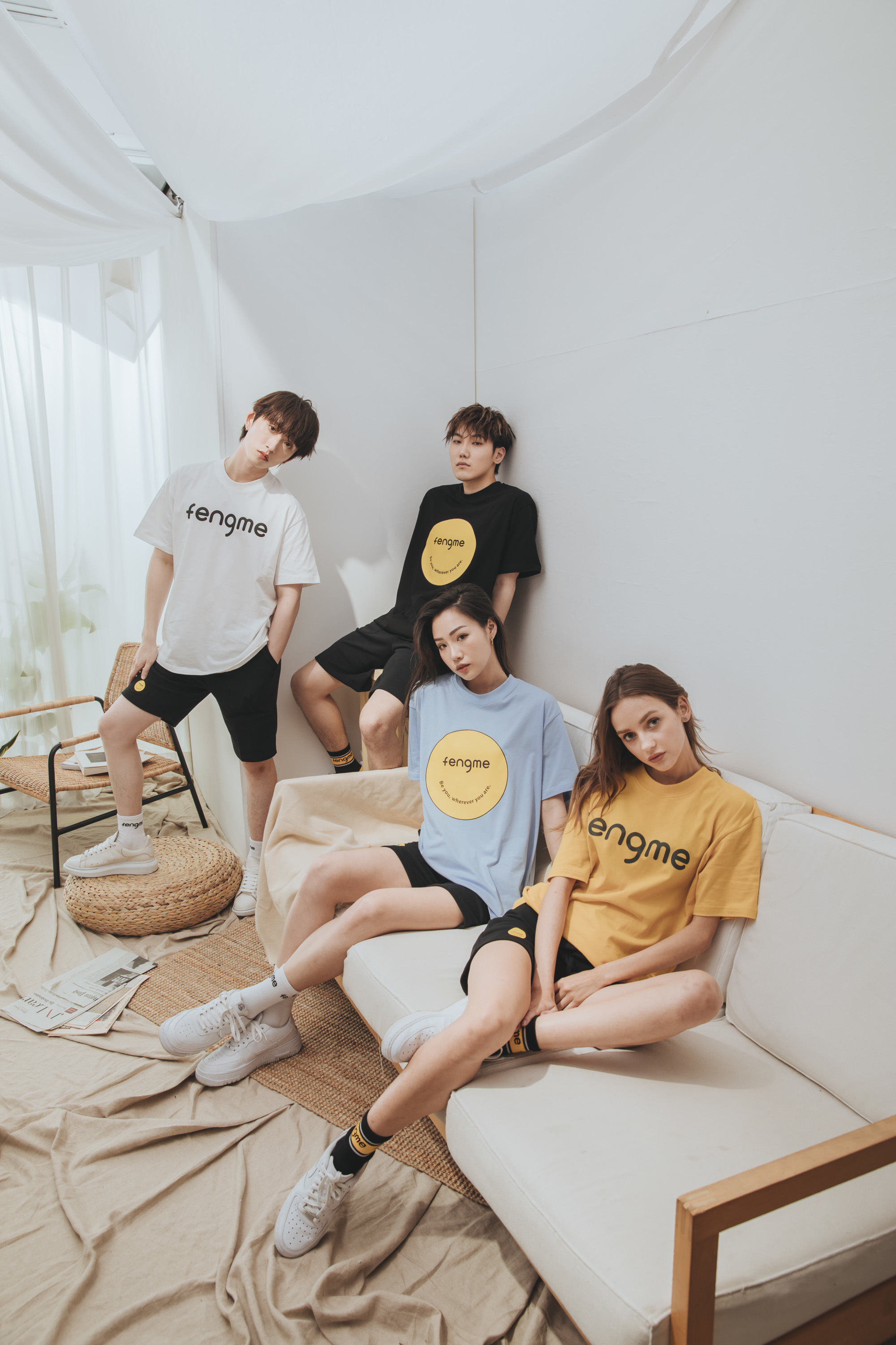 FENGME SS21 經典Logo鬆緊短褲 - 黑