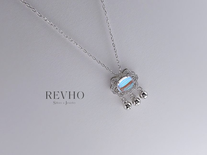 純銀 蛋白石如意平安鎖頸鍊