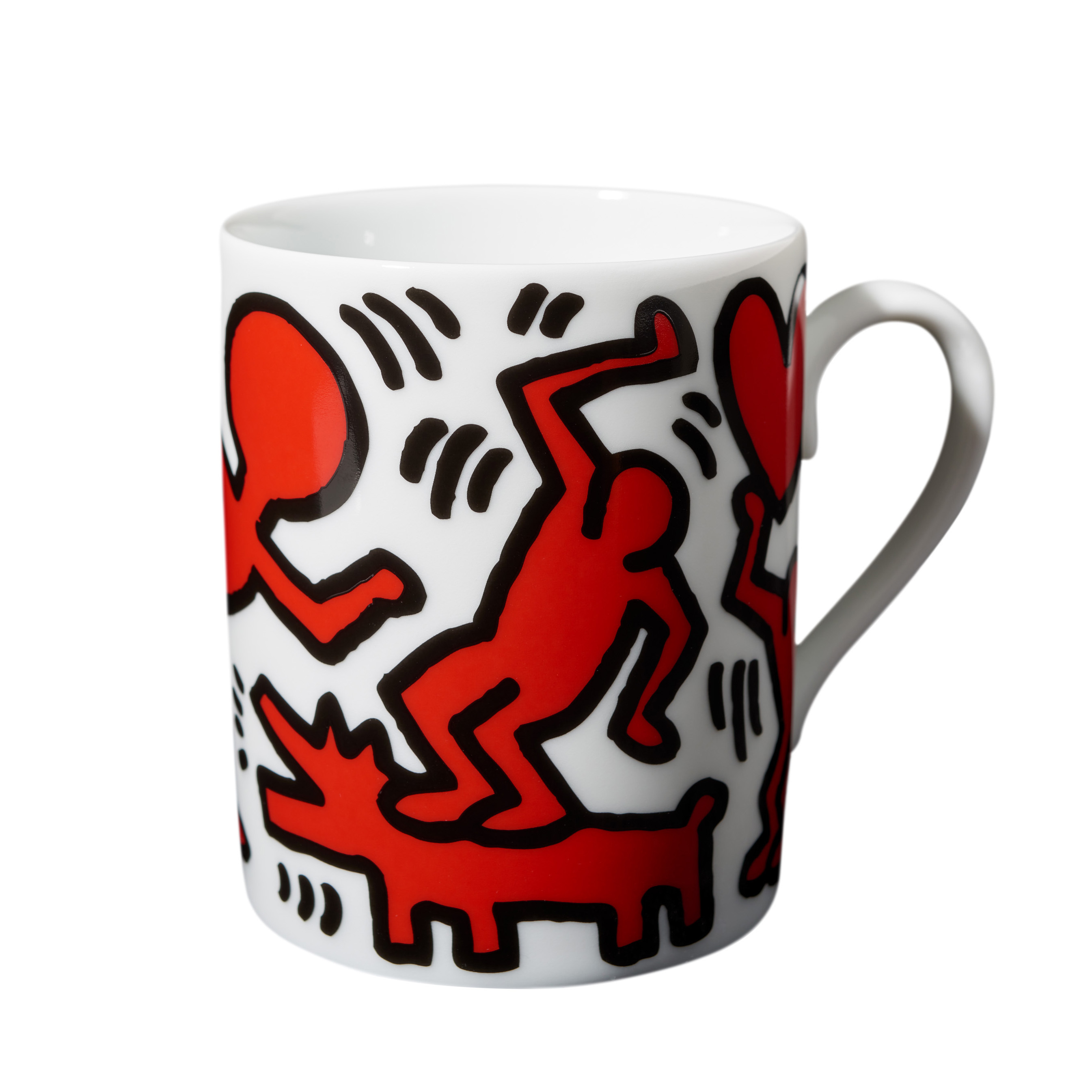 KEITH HARING PORCELAIN MUG - RED ON WHITE